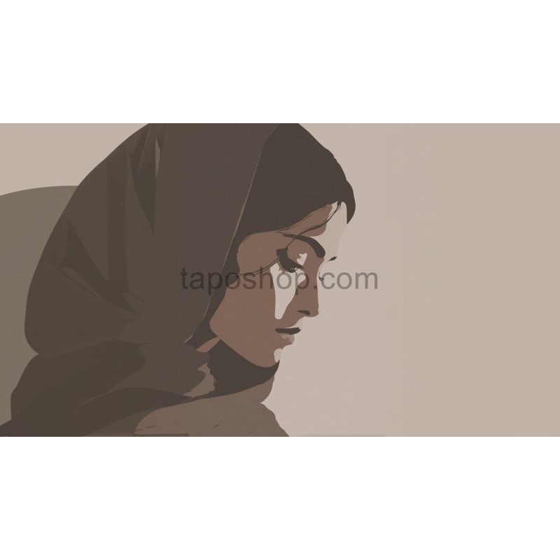 Minimal Face Illustration – Indian Woman in Half-Shadow Clay Tones ...